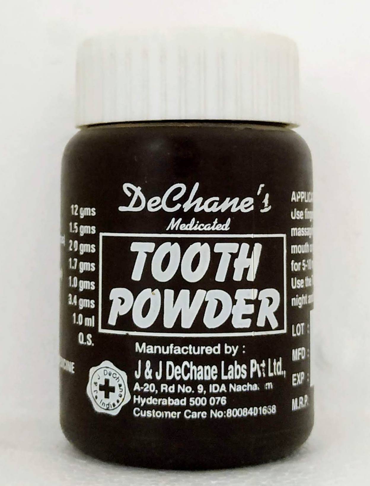 Buy JJ Dechane Medicated Toothpowder 50gm Online - Ayush Care
